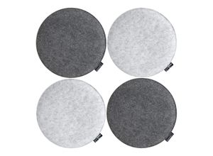 4057216041651 - - 4 Felt Cushions Round ø 35x25 cm Stool Cushions Set Seat Cover Bench Pad Grey - grau