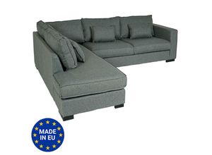 4057651513522 - Ecksofa MCW-J58 Couch Sofa mit Ottomane links Made in EU wasserabweisend 295cm ~ Stoff Textil grau