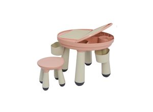 4057216044041 - Littletom - 3-in-1 Kinder Spieltisch mit Platte für Bausteine - Kindertisch mit Stuhl - rosa