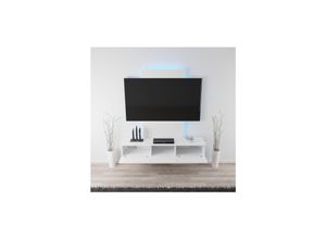 4062048003623 - TV-Lowboard tv Möbel hängend mit LED-Beleuchtung Wohnschrank Wohnzimmer Schrankwand Wohnwand Mediawand Hochglanz weiß 160cm x 385cm - Tronitechnik