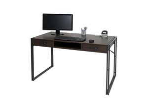 4057651407265 - Schreibtisch MCW-A27 Bürotisch Computertisch 122x70cm 3D-Struktur ~ dunkelbraun