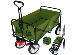 4260635555078 - KESSER® Bollerwagen faltbar Handwagen Transportkarre Gerätewagen inkl 2 Netztaschen & Cover klappbar PVC-Reifen bis 80 kg Tragkraft transportwagen Gartenanhänger ohne Dach