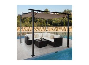 4057651211053 - Pergola MCW-C42 Garten Pavillon stabiles 6cm-Gestell + Schiebedach ~ 35x35m taupe-braun