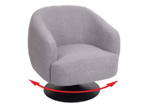 4057651535463 - Lounge-Sessel MCW-J76 Cocktailsessel Sessel drehbar Bouclé Stoff Metall ~ hellgrau