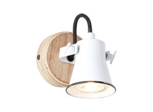 4004353350016 - Lampe Seed Wandspot weiß holz hell 1x PAR51 GU10 5W geeignet für Reflektorlampen (nicht enthalten) Köpfe schwenkbar - weiß - Brilliant