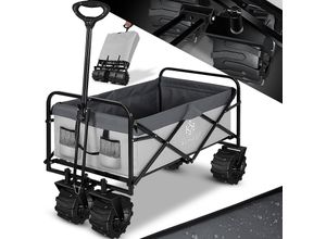 4260635556198 - KESSER® Bollerwagen faltbar mit Breite Reifen Handwagen Transportkarre Gerätewagen inkl 2 Netztaschen klappbar Kunststoff-Reifen bis 120 kg Tragkraft transportwagen Gartenanhänger