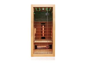 4251575100329 - Dewello - Infrarotkabine Infrarotsauna milton inkl Vollspektrumstrahler für 1 Person - LED-Farblicht - Wärmekabine mit Radio Bluetooth 90 cm x 90