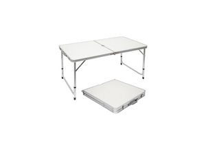 4057216002966 - Klappbarer stabiler Campingtisch 120x60x70cm höhenverstellbar tragbar Kofferformat Aluminium Hell Grau - grau - Amanka