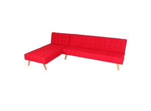 4057651619712 - Ecksofa MCW-K38 Sofa Klappsofa Liegefläche links rechts Stoff Textil Massivholz MVG zertifiziert 256cm ~ rot