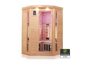 4251575101524 - Infrarotkabine Infrarotsauna lakefield 3 inkl Vollspektrumstrahler für 2-3 Personen - LED-Farblicht - Wärmekabine mit Radio Bluetooth 140 cm x 140