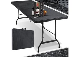 4260635554408 - KESSER® Buffettisch Tisch klappbar Kunststoff 180x75 cm Rattan Optik Campingtisch Partytisch Klapptisch Gartentisch für Garten Terrasse und Balkon zusammenklappbar 6 Personen ink Tragegriff