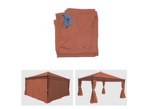 4057651542195 - 4er-Set Seitenwand für Pergola Calpe Ersatzseitenwand Pavillon 4x4m Polyester ~ terracotta-braun