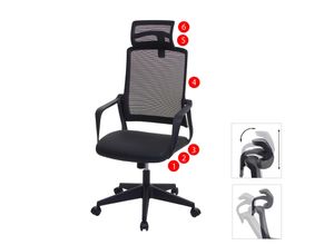 4057651395807 - Bürostuhl MCW-J52 Drehstuhl Schreibtischstuhl ergonomisch Kopfstütze Kunstleder ~ schwarz