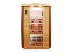 4251575100343 - Dewello - Infrarotkabine Infrarotsauna Toronto inkl Vollspektrumstrahler für 1-2 Personen - LED-Farblicht - Wärmekabine mit Radio Bluetooth 127 cm