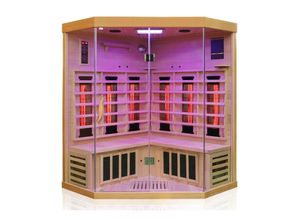 4251575100985 - Dewello - Infrarotkabine Infrarotsauna brandon inkl Vollspektrumstrahler für 2-3 Personen - LED-Farblicht - Wärmekabine mit Radio Bluetooth 140 cm