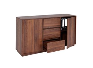 4057651533988 - Sideboard MCW-J78 Kommode Schrank Highboard Schublade MDF Soft-Close 86x160x40cm ~ Walnuss-Optik