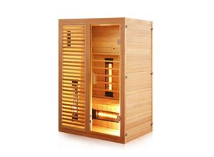 4251575100060 - Dewello® Infrarotkabine Infrarotsauna Hamlin inkl Vollspektrumstrahler für 2 Personen - LED-Farblicht - Wärmekabine mit Radio Bluetooth 130 cm x