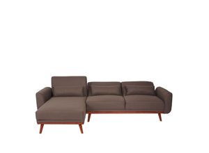 4057651494692 - Sofa MCW-J20 Couch Ecksofa L-Form 3-Sitzer Liegefläche Schlaffunktion Stoff Textil 280cm ~ braun