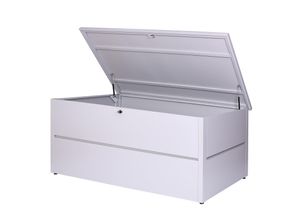 4057651537108 - Gartentruhe MCW-J56 Aufbewahrungsbox Auflagenbox Truhe Wasserdicht Metall Edelstahl 69x165x85cm 692l ~ hellgrau