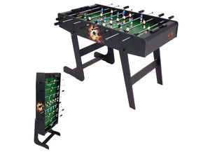 4057651538099 - Tischkicker Manchester Kicker Kickertisch Tischfussball klappbar 84x121x105 ~ schwarz mit Fußballmotiv