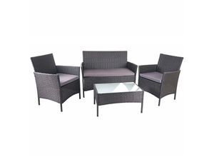 Image of Poly-Rattan Garten-Garnitur MCW-D82, Sitzgruppe Lounge-Set ~ schwarz mit Kissen anthrazit