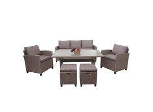 4057651388304 - Poly-Rattan Garnitur MCW-E95 Garten- Lounge-Set Sofa Sitzgruppe Tischplatte WPC Spun Poly halbrundes Rattan grau