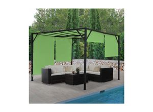 4057651547145 - Pergola Beja Garten Pavillon Terrassenüberdachung stabiles 6cm-Stahl-Gestell + Schiebedach grün ~ 3x3m