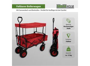 4251379453959 - Trutzholm ® baumarktplus - TrutzHolm® Bollerwagen faltbar mit Dach PU-Rädern Hecktasche und Teleskopgriff Falt-Bollerwagen