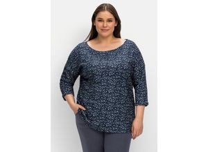 4063136755127 - Große Größen Relax-Shirt mit Alloverdruck aus Interlock marine gemustert Gr60 62