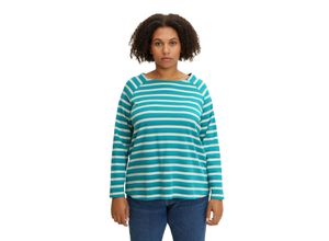 4065869566513 - TOM TAILOR Damen Plus - Gestreiftes Langarmshirt blau Streifenmuster Gr 46