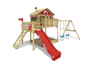 4251511823008 - Wickey - Spielturm Klettergerüst Smart Coast mit Schaukel & Rutsche Stelzenhaus mit Sandkasten Kletterleiter & Spiel-Zubehör - rot - 1