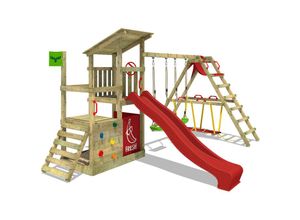 4251511830778 - Fatmoose - Spielturm Klettergerüst FruityForest mit SurfSwing & Rutsche Kletterturm mit Sandkasten Leiter & Spiel-Zubehör - rot - 1