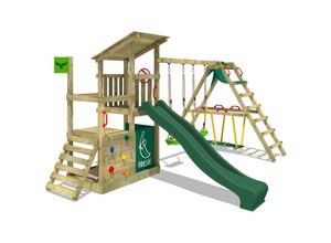 4251511830730 - Fatmoose - Spielturm Klettergerüst FruityForest mit SurfSwing & Rutsche Kletterturm mit Sandkasten Leiter & Spiel-Zubehör - grün - 1