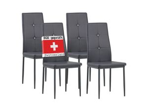 4250263734785 - Albatros Esszimmerstühle DIAMOND 4er Set Grau - Edler Diamant-Look Polsterstuhl Kunstleder-Bezug Modernes Stilvolles Design am Esstisch - Küchenstuhl Stuhl Esszimmer hoher Belastbarkeit