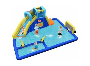 0736542322040 - Hüpfburg mit Wasserrutsche Aufblasbare Springburg Spielpool Wasserspielcenter Spielplatz Wasserpark Planschbecken 525x373x205cm - Costway