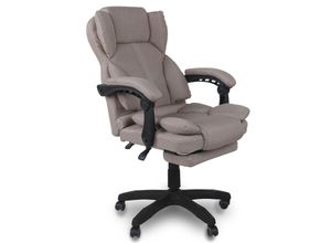 4250931566021 - Schreibtischstuhl Bürostuhl Stoff Gamingstuhl Racing Chair Chefsessel mit Fußstütze Taupe