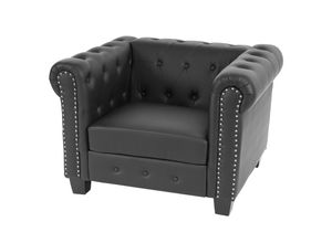 4052826151172 - Luxus Sessel Loungesessel Relaxsessel Chesterfield Edingburgh Kunstleder ~ eckige Füße schwarz