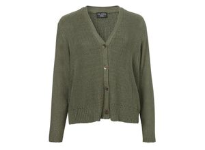 4052481498490 - Große Größen Strickjacke mit V-Ausschnitt und Knopfleiste khaki Gr46