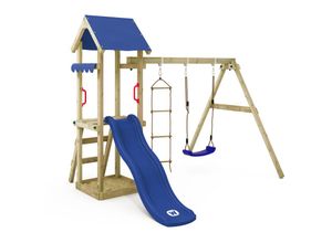 4251511807190 - Wickey - Spielturm Klettergerüst TinyCabin mit Schaukel & Rutsche Kletterturm mit Sandkasten Leiter & Spiel-Zubehör - blau - 1