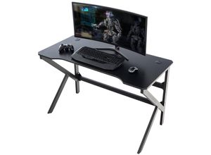 4251756451516 - Gaming-Tisch Lewiston I Schreibtisch Mit LED-Beleuchtung I Carbon-Optik