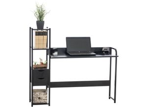 4251756446871 - Schreibtisch Widnes I Bürotisch Mit Regal Und Stauraum I Computertisch Mit Schubladen I Laptoptisch Im Industrial Look