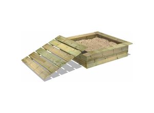 4251511800498 - King Kong Sandkasten mit Deckel Sandkiste mit Sitzbank Garten Kinder Buddelkiste - 120 x 120 cm - Wickey