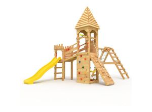 0798003594687 - BIBEX® Spielturm - Ritterburg XL120 - Rutsche 2x Turme 2x Schaukel + Knotennetz (Spitz)