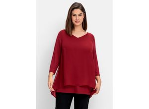 4063136915835 - Große Größen Blusenshirt mit Chiffon doppellagig rubinrot Gr56 58