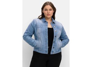 4063136809684 - Große Größen Jeansjacke in leicht taillierter und verkürzter Form light blue Denim Gr50