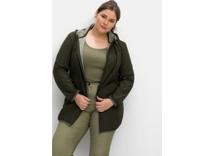 4063136667192 - Große Größen Softshelljacke mit Kapuze und Kontrastdetails dunkeloliv Gr46