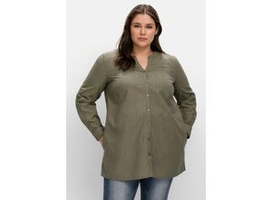 4063136729319 - Große Größen Blusenshirt in Streifenstruktur khaki Gr48