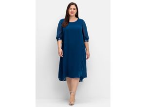 4063136849475 - Große Größen Abendkleid aus Georgette mit geschlitztem Ärmel blau Gr50