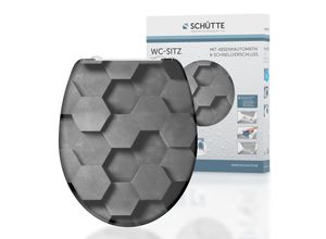 4008431823928 - - wc Sitz grey hexagons Duroplast Toilettendeckel mit Absenkautomatik und Schnellverschluss Klobrille Toilettensitz - Motiv