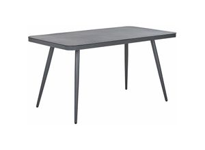 4251682264235 - Gartentisch Grau Aluminium 140x80 cm für 4 Personen Glasplatte in Steinoptik rechteckig Outdoor Terrasse Balkon Möbel - Grau